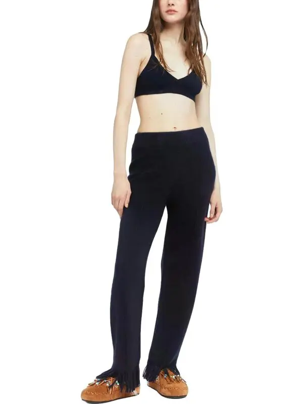 Alanui Fringed Hem Milano Stitch Trousers - Blue