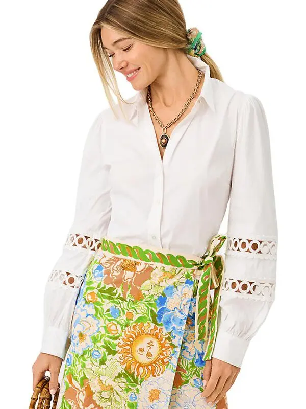 Lilly Pulitzer® Lace Inset Button-down Shirt - White