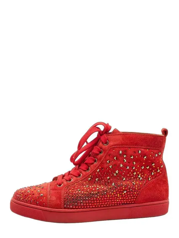CHRISTIAN LOUBOUTIN Louis Crystal Embellished High-top Sneakers - Red