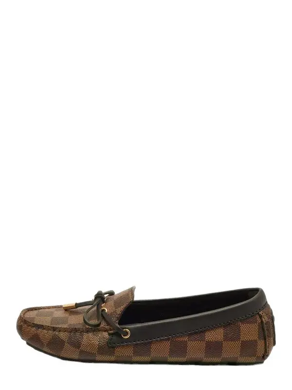LOUIS VUITTON Gloria Damier Ebene Loafers - Brown