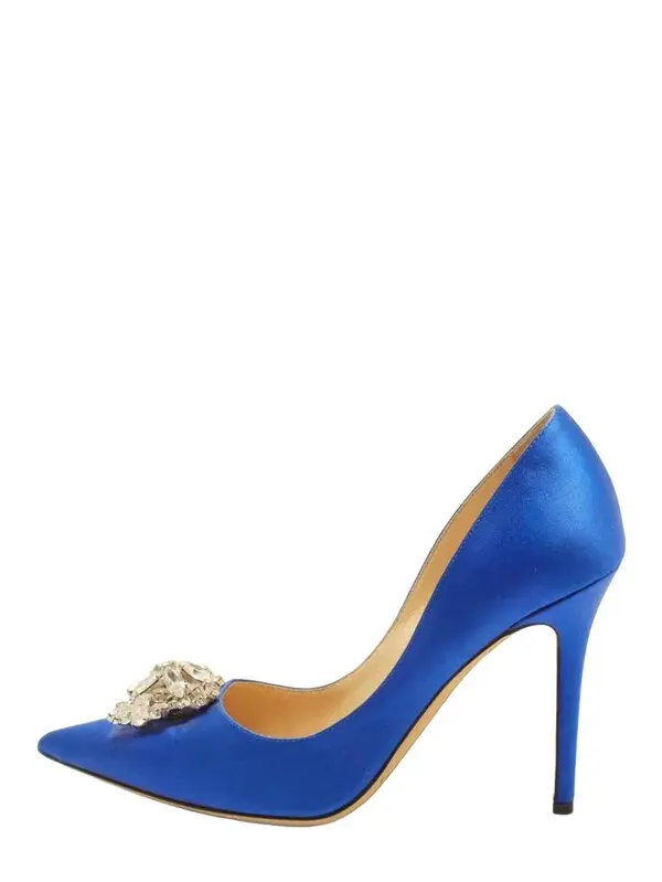 JIMMY CHOO Crystal-embellished Satin Pumps - Blue
