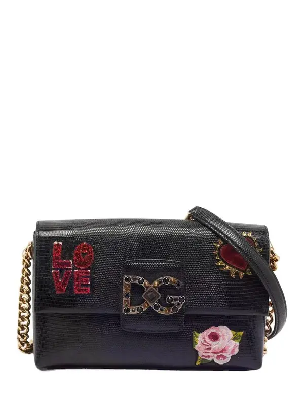 Dolce & Gabbana Dg Millennials Patch Embellished Shoulder Bag - Black