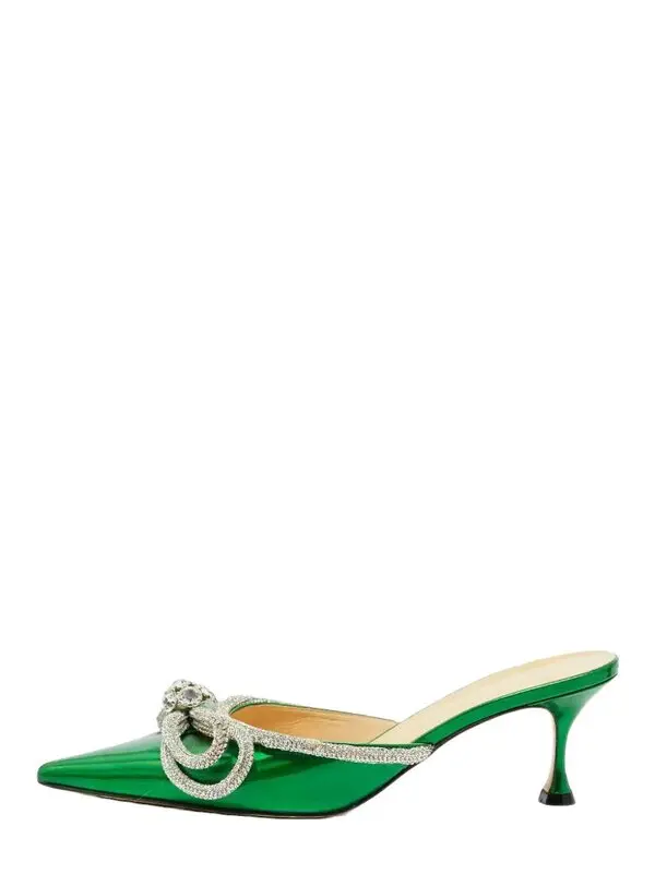 Mach & Mach Double Bow Embellished Pointed-toe Mules - Green