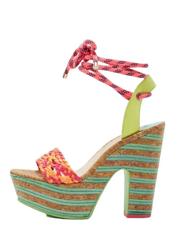 SOPHIA WEBSTER Jade Woven Platform Sandals - Pink