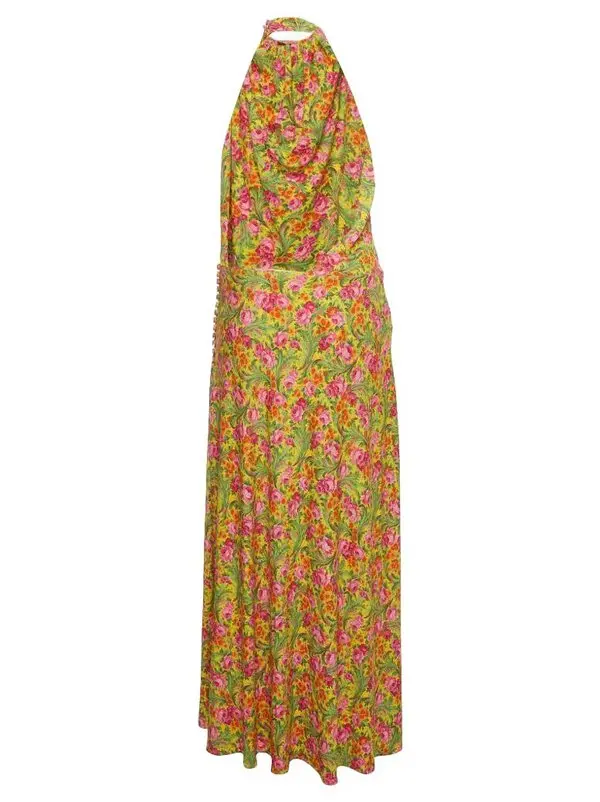 Magda Butrym Floral Print Rosette Detail Maxi Dress - Yellow