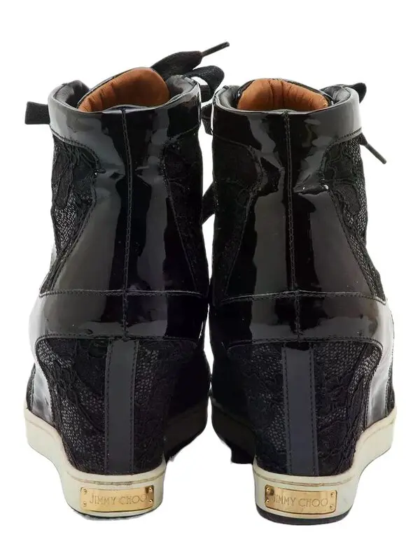 JIMMY CHOO Lace Wedge Sneakers - Black