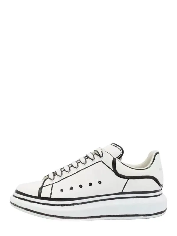 Alexander McQueen Leather Graphic-print Trim Lace-up Sneakers - White