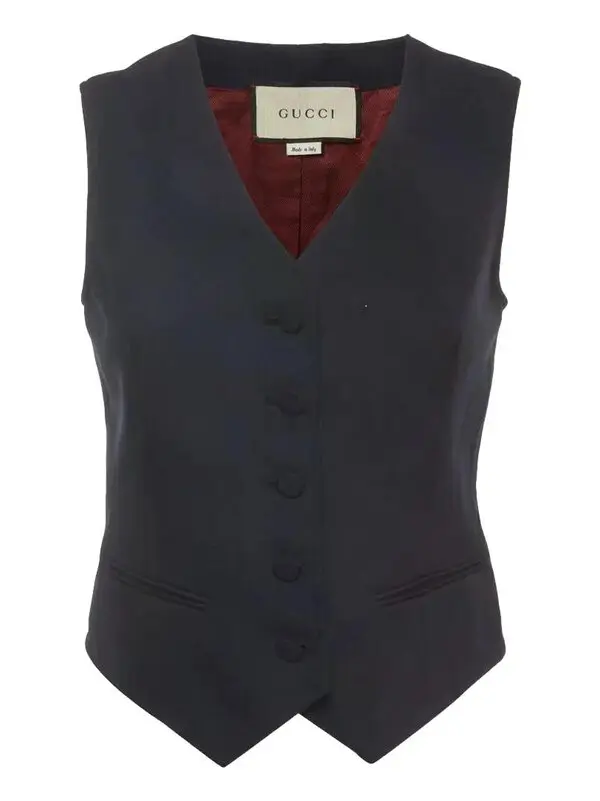 Gucci V-neck Buttoned Waistcoat - Blue