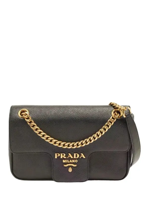Prada Pattina Flap Crossbody Bag - Black