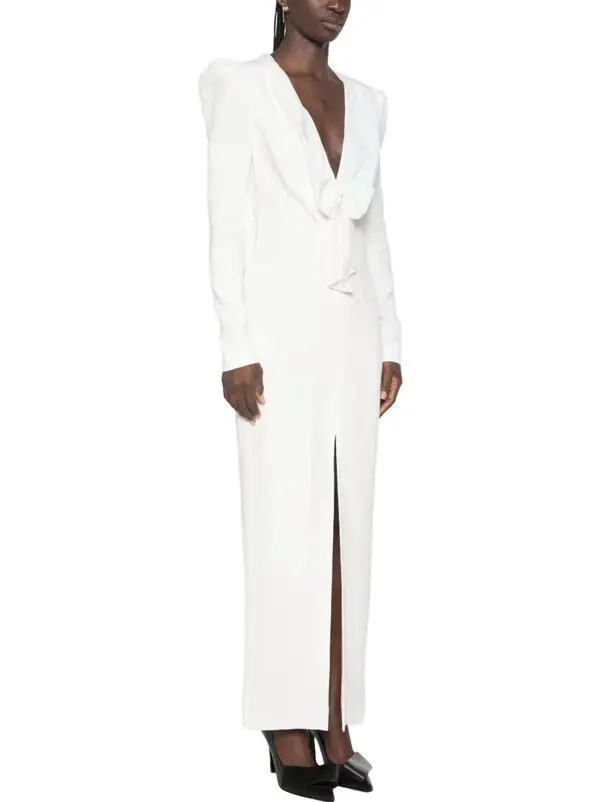 Alessandra Rich Bow-detail Puff-shoulder Dress - White