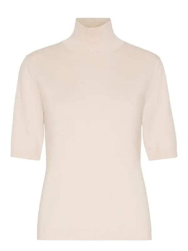 Max Mara Wool Roll-neck Short-sleeve Sweater - Nude