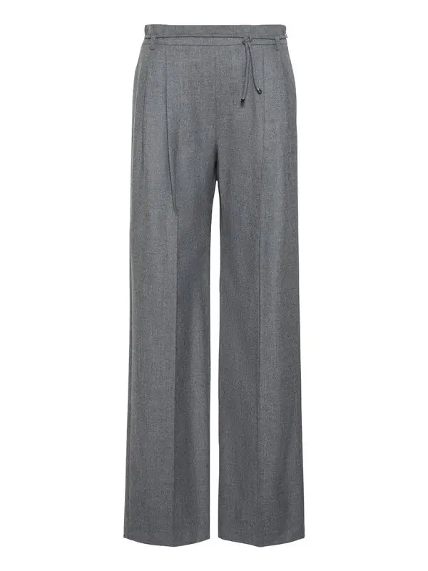 Max Mara Stretch-cashmere Trousers With String Belt - Grey