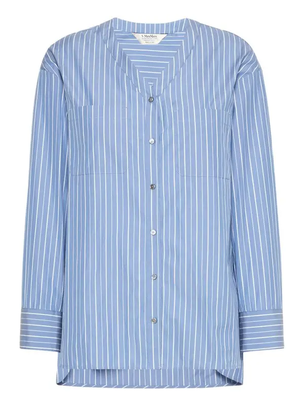 Max Mara Cotton Stripe Shirt - Turquoise