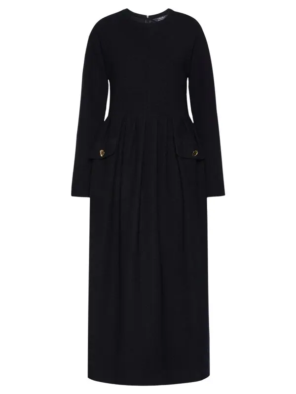 Max Mara Jersey Midi Dress With Decorative Pockets - Navy