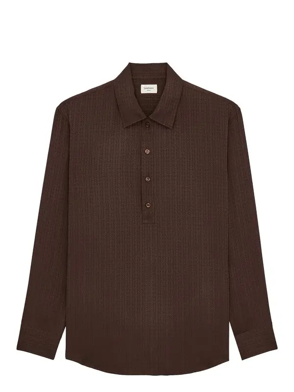 Saint Laurent Silk Polo Shirt - Brown