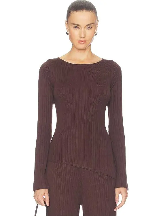 L'academie Sibylla Rib Knit Top - Chocolate