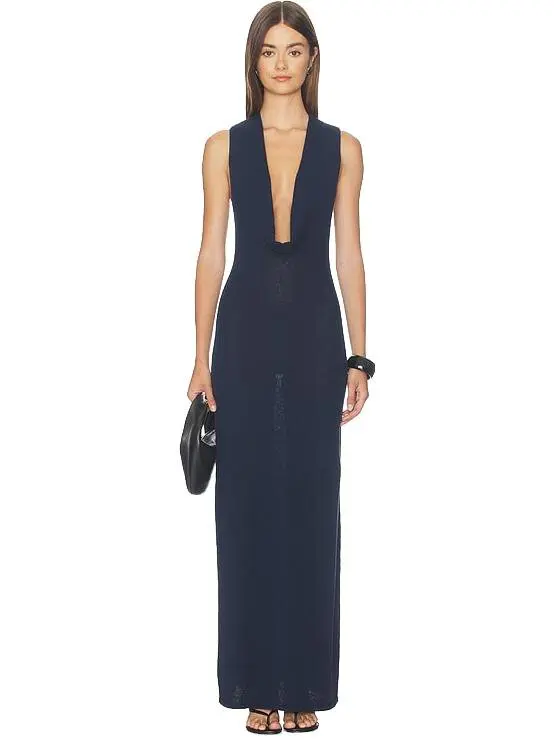 L'academie Cowl Neck Maxi Dress - Navy
