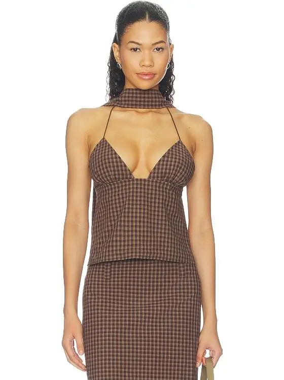 Lioness Play On Halter Top - Chocolate