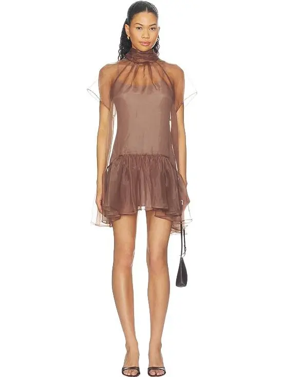 Simkhai Beaux Tiered Mini Dress - Coffee