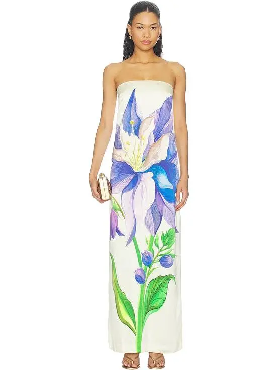 LA FUORI Silk Maxi Dress - Printed