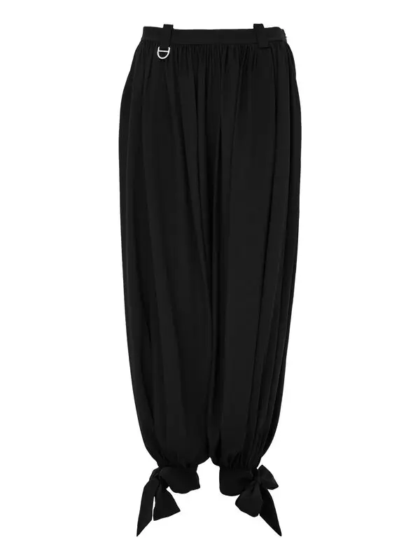 Chloé Flowy Pleated Crepe Chine Pants - Black