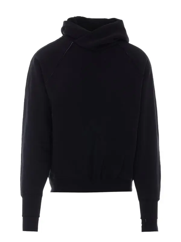 THOM KROM Raw-edge Raglan-sleeve Hoodie - Black