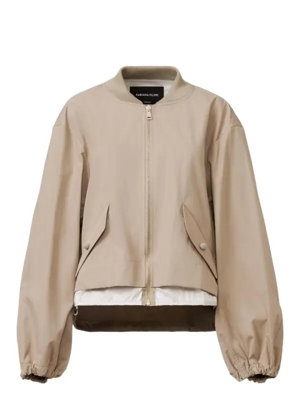Fabiana Filippi Zip-up Bomber Jacket With Ribbed Collar And Drawstring Hem - No