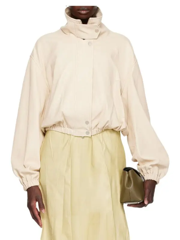 Nour Hammour Long Sleeve Stand-up Collar Jacket - Ivory