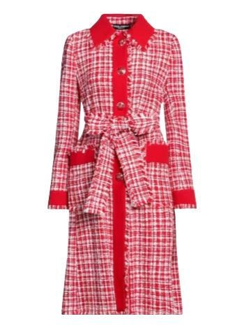 Dolce & Gabbana Multicolor Tweed Trench Coat - Red