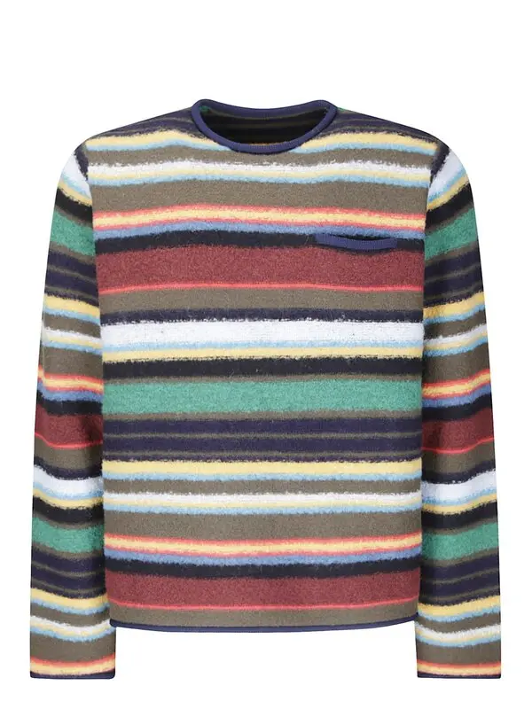 Sacai Striped Mix Knit Sweater - Red Multi