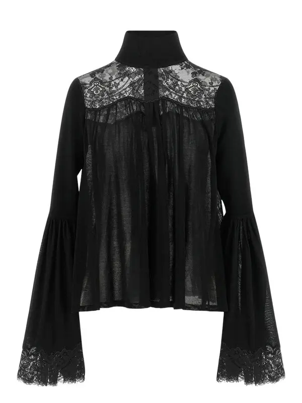 Zimmermann Valiant Lace Panel Top - Black