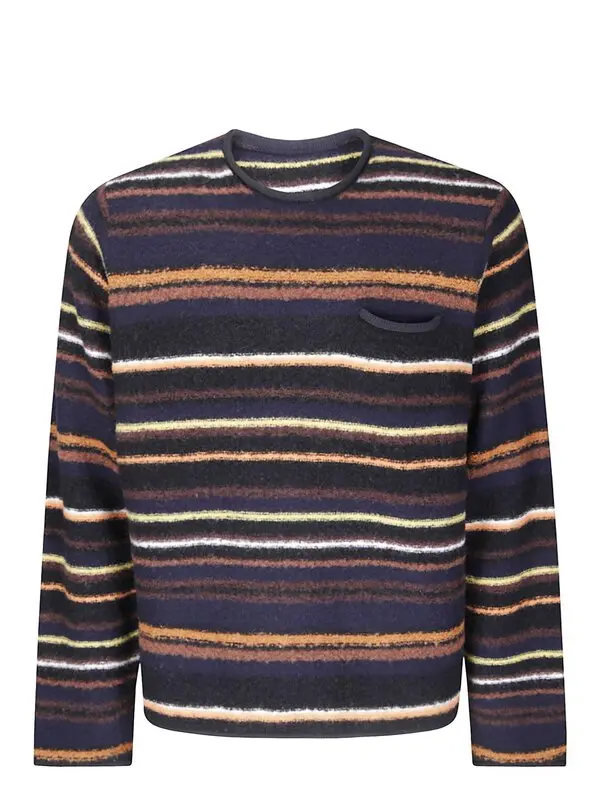 Sacai Striped Crewneck Jumper With Chest Pocket - Multicolour