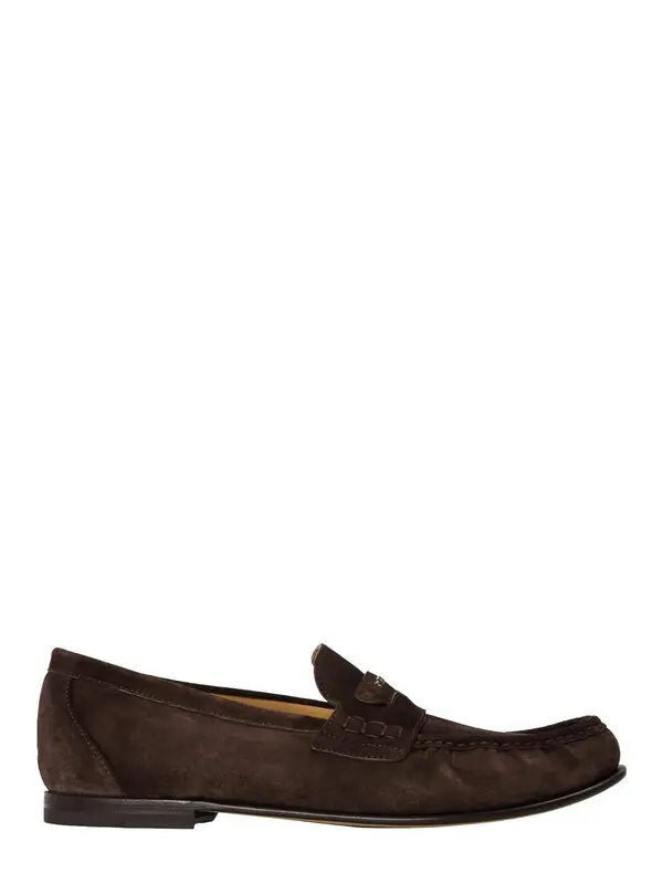Fendi Suede Penny Loafers - Black