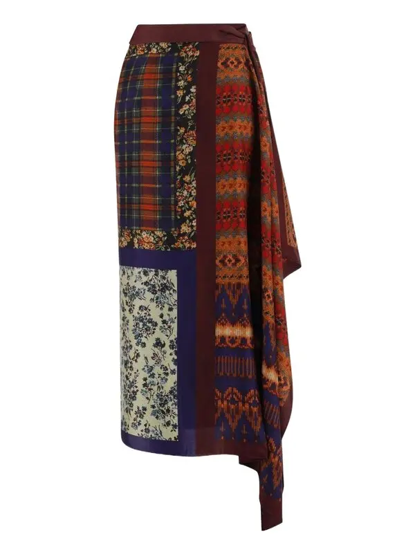Dries Van Noten Long Wrap Skirt With All-over Pattern - No