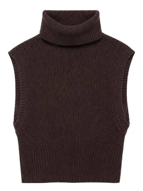 Simkhai Sleeveless High-neck Knit Top - Brown