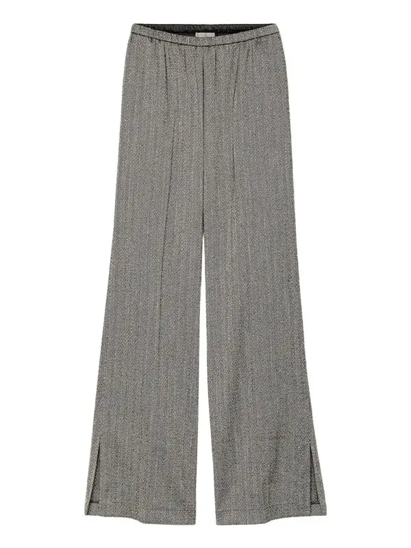 FORTE_FORTE Herringbone Wide-leg Trousers With Side Slits - No