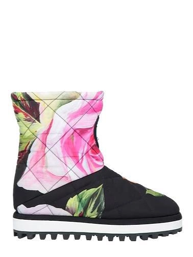 Dolce & Gabbana Floral Print Padded Ankle Boots - Black