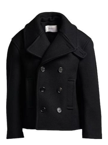 Saint Laurent Doublebreasted Flannel Overcoat - Black