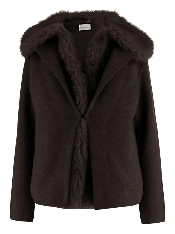 Bruno Manetti Fur Trim Short Coat - Black