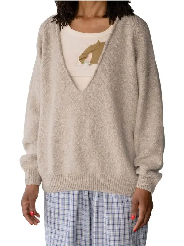 BASERANGE Long Sleeve V-neck Sweater - No