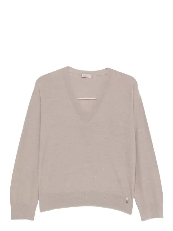 Herno Long-sleeved V-neck Pullover - Nude
