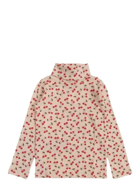 Bonpoint Long Sleeve High Neck Printed Top - Beige