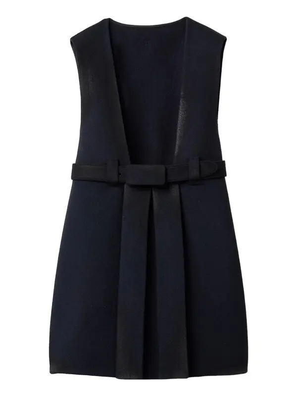 Miu Miu Waxed Double Wool Dress - Navy