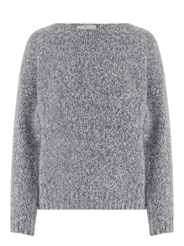 Bruno Manetti Mélange Crew Neck Knitted Sweater - Gray