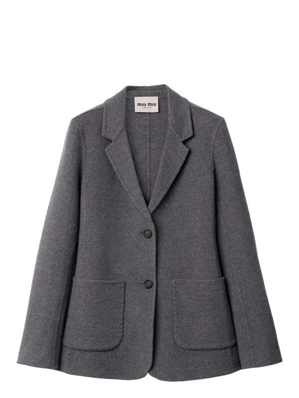 Miu Miu Single-breasted Wool Coat - Grey