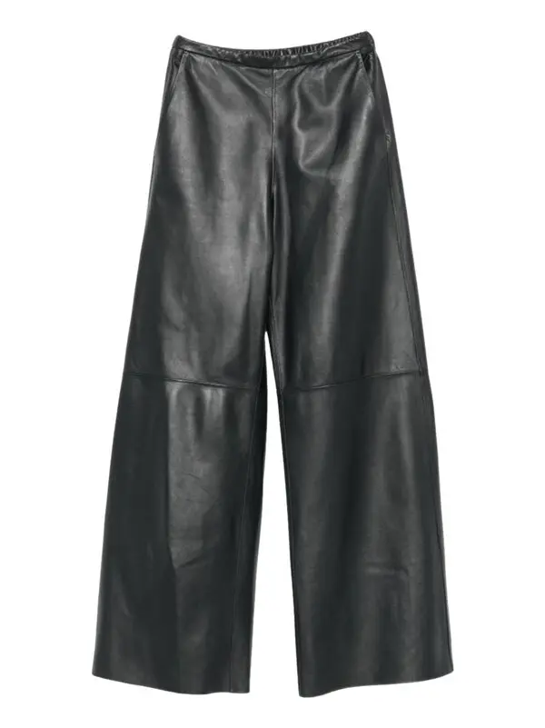 FORTE_FORTE Wide-leg Leather Trousers - Blue