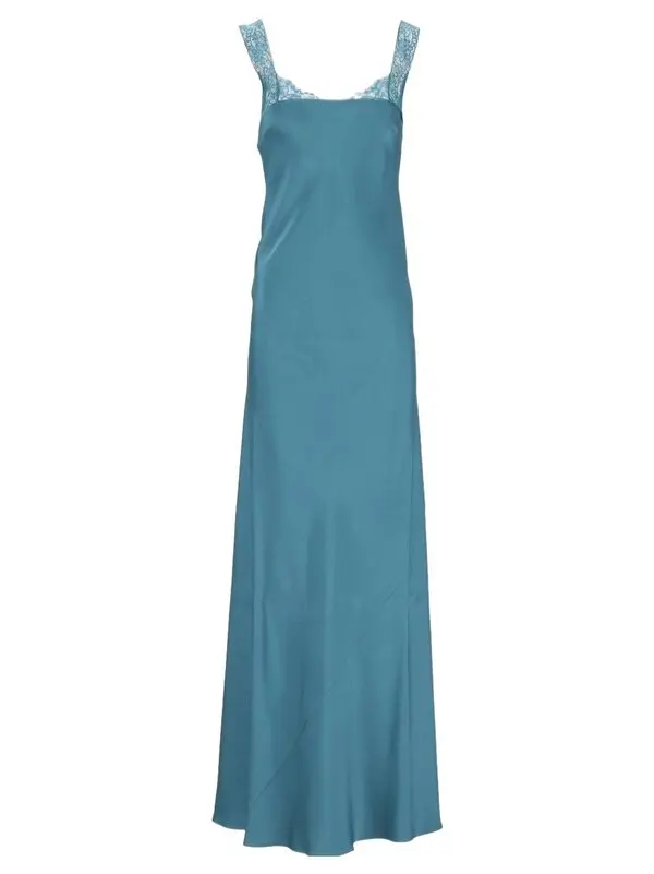 FORTE_FORTE Lace-trimmed Satin Maxi Dress - Green