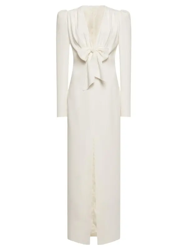Alessandra Rich Bow-detail Puff-sleeve Dress - White