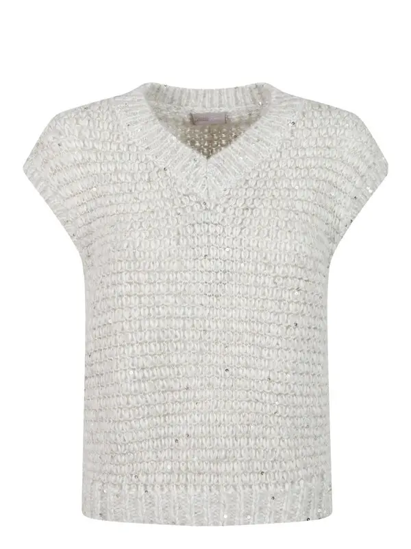 Herno Lurex Knit Resort Vest - White