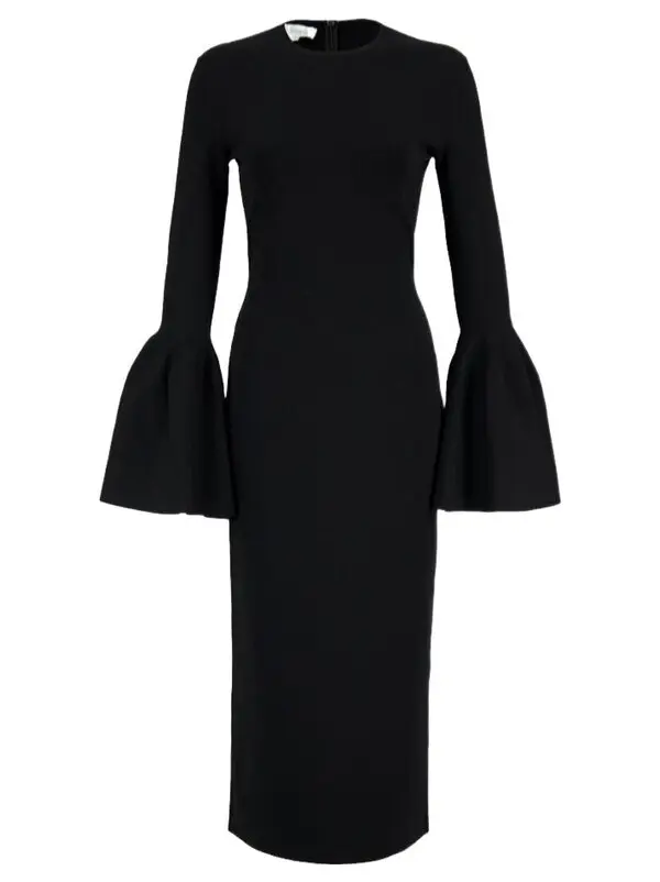Stella McCartney Knit Midi Dress With Flared Sleeves - Black